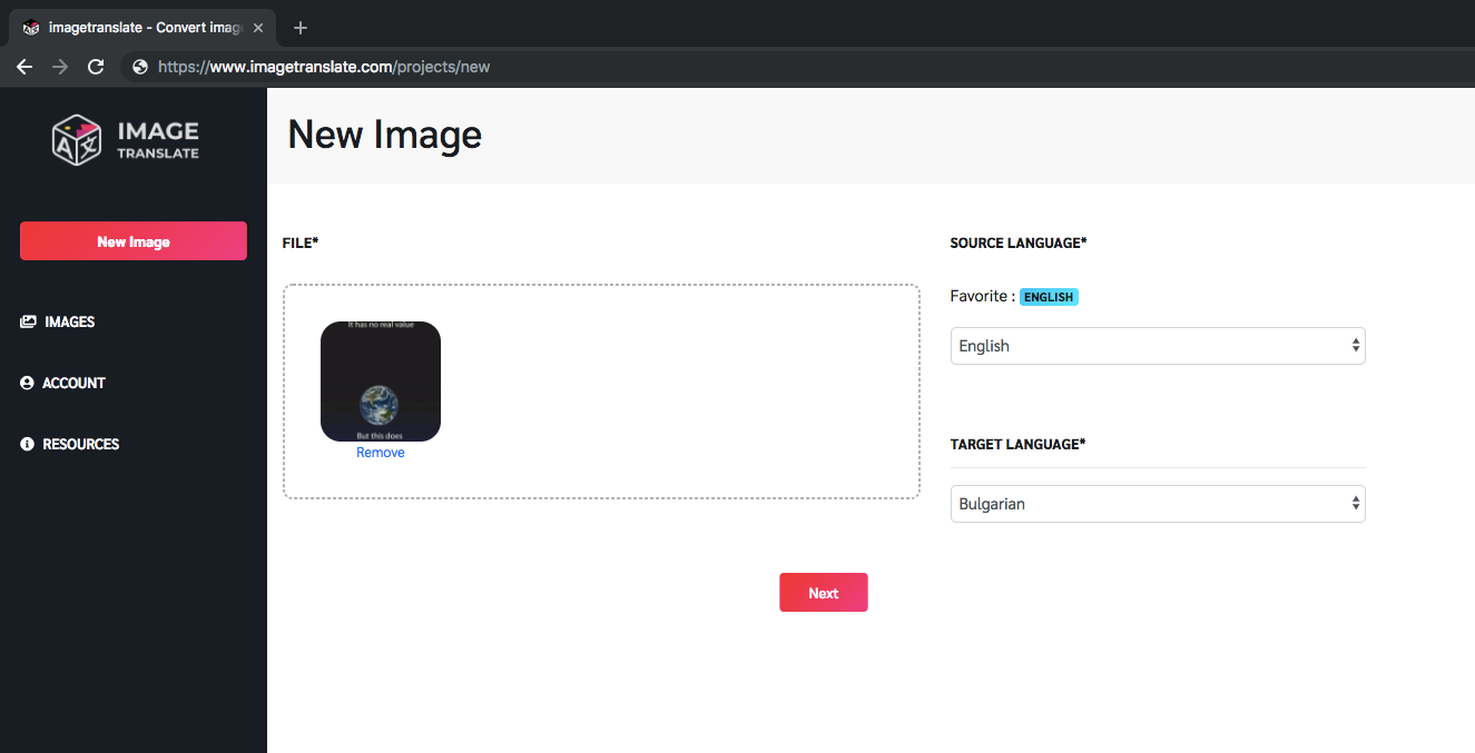 How to translate an image